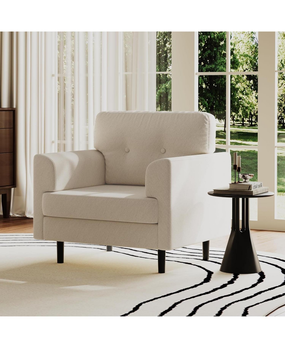 Click here for gaomon Ergonomic Linen Accent Chair  Wide Armrests... prices