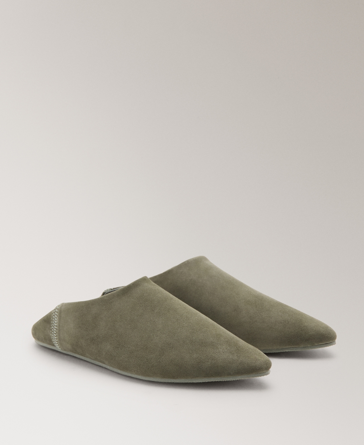 Click here for Mango Womens Stitching Detail Leather Clogs - Khak... prices