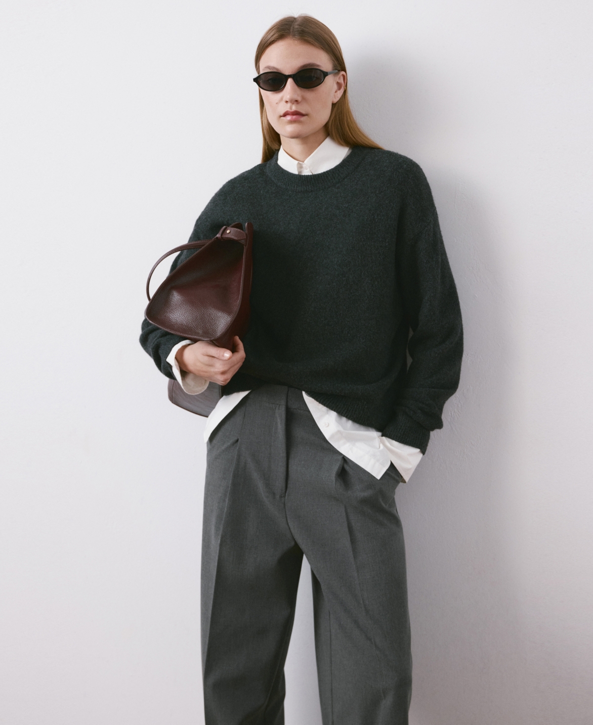 Click here for Mango Womens Straight-Fit Pleated Pants - Grey prices