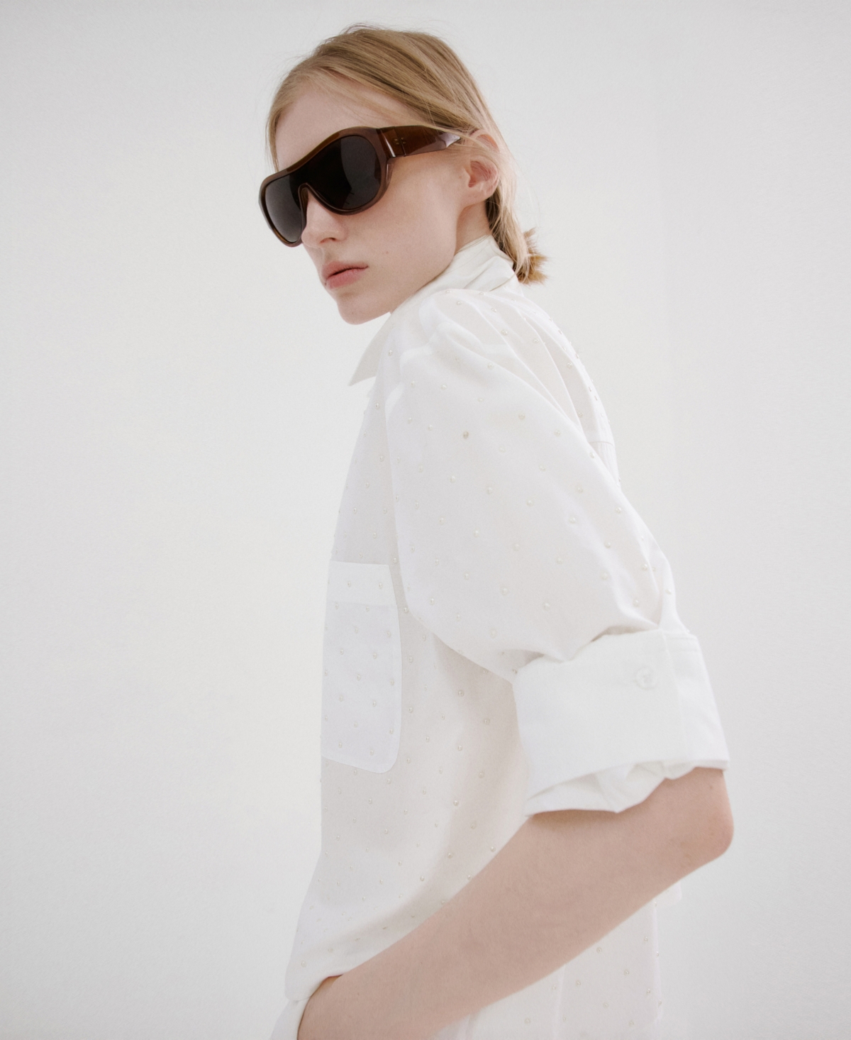 Click here for Mango Womens Pocket Cultivated Pearl Shirt - Off W... prices