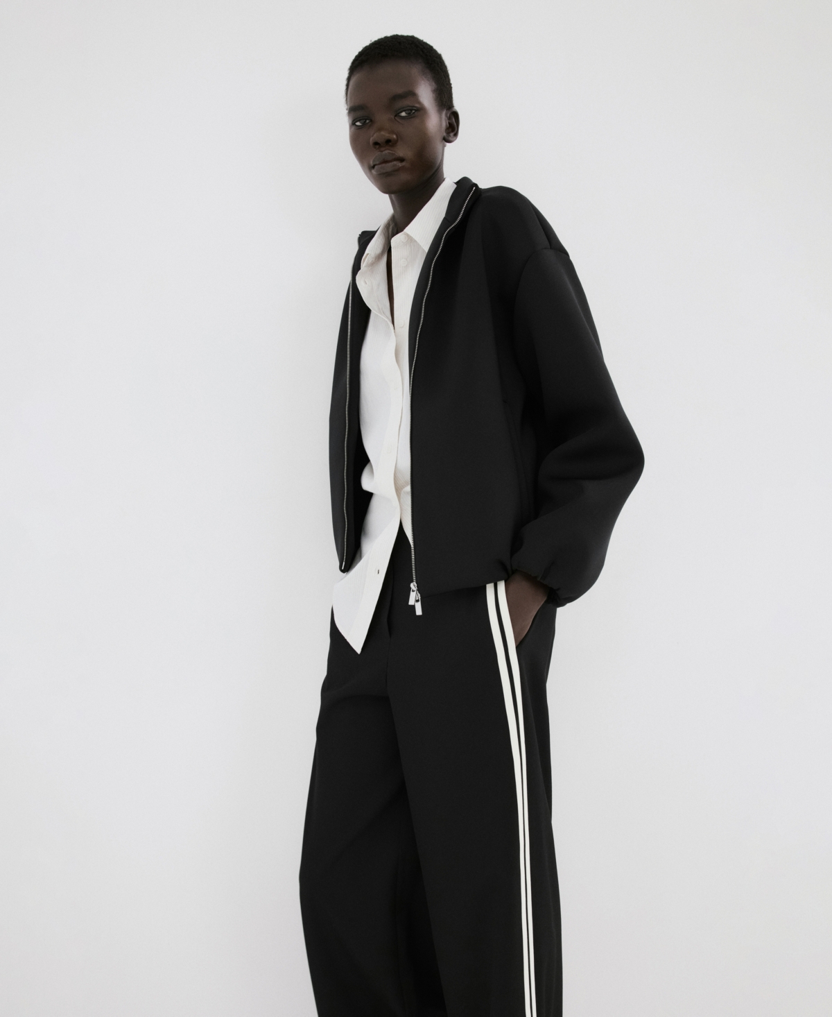 Click here for Mango Womens Combined Striped Pants - Black prices