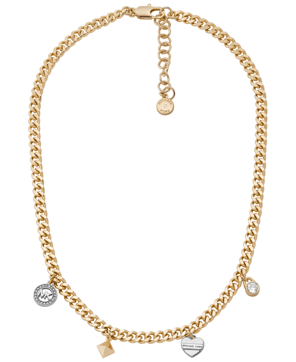 Click here for Michael Kors Multi Charms Curb Chain Necklace - Tw... prices