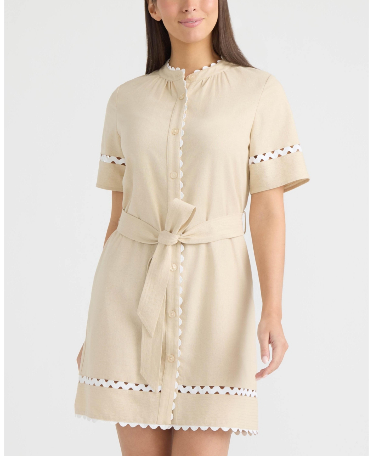 Click here for Ellen Tracy Womens Shirt Dress with Ric Rac Detail... prices