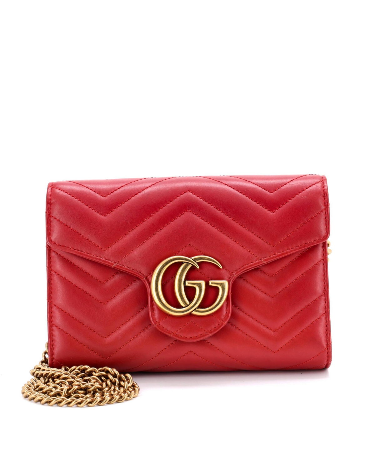 Click here for Pre-Owned Gucci Mini Gg Marmont Chain Wallet Matel... prices