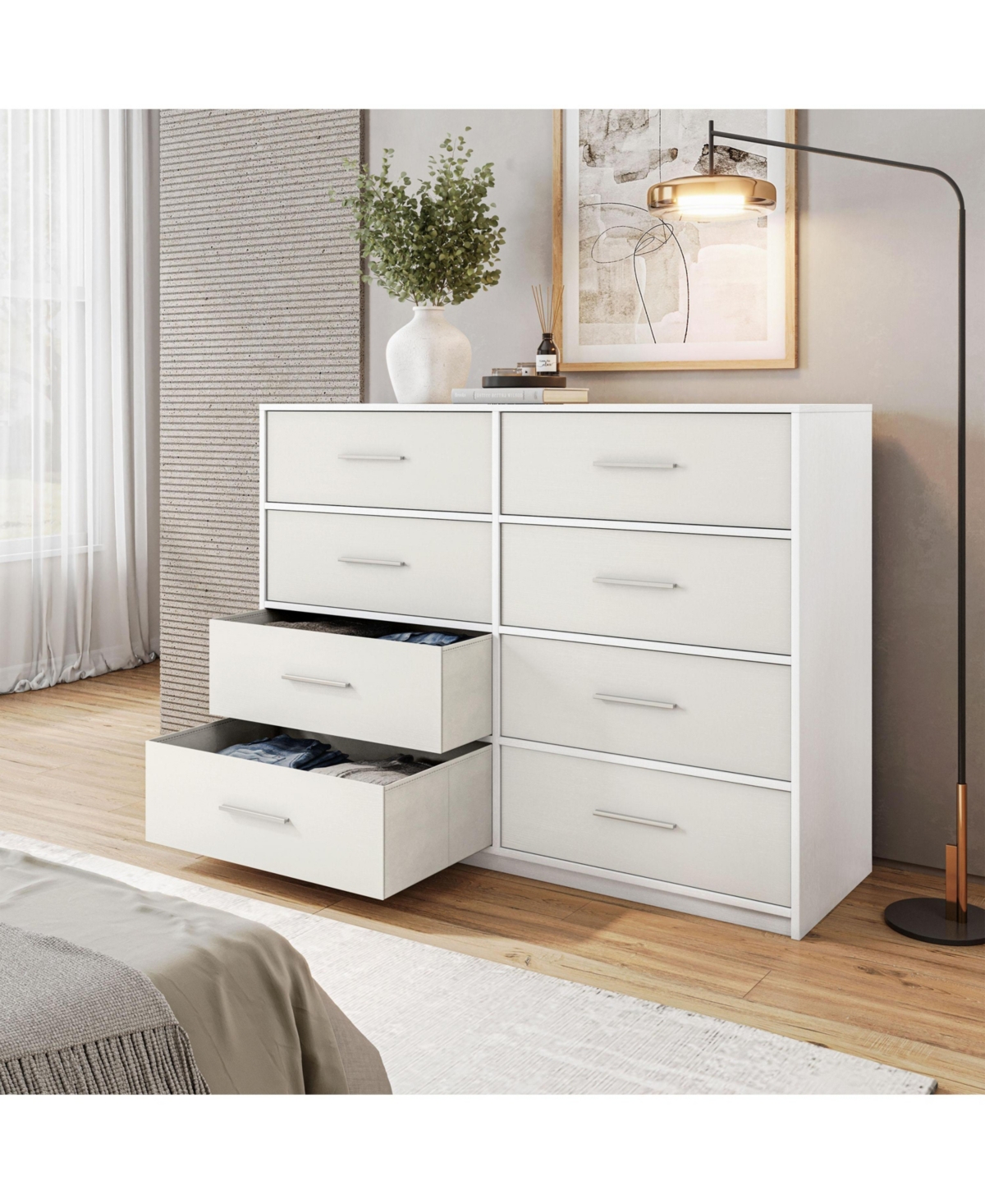 Click here for flynama Modern 4 Drawer Dresser Mdf Cabinet with W... prices