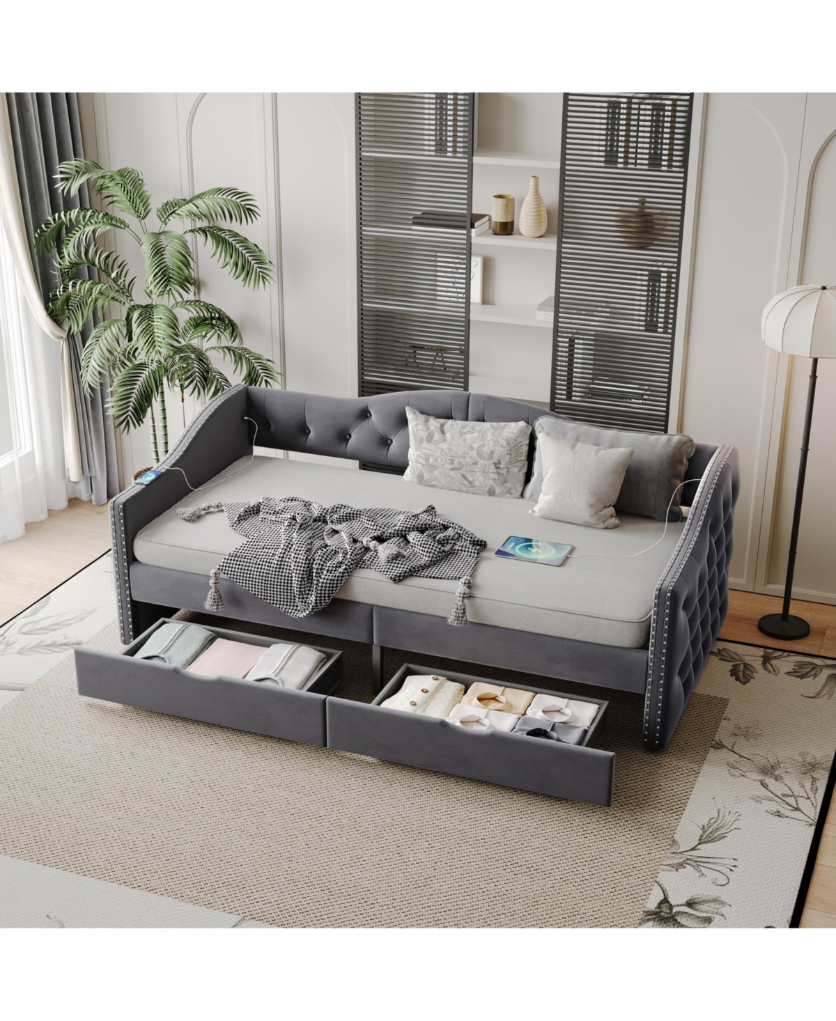 Click here for flynama Upholstered Daybed With 2 Storage Drawers... prices