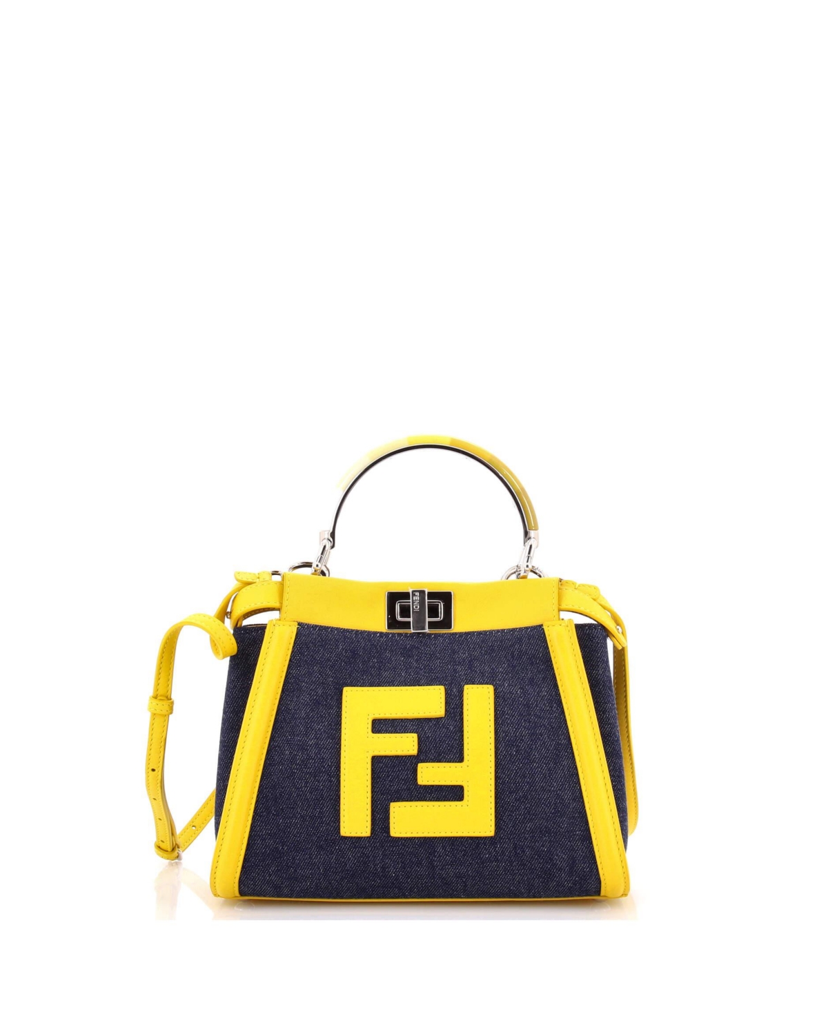 Click here for Pre-Owned Fendi Mini Peekaboo Bag Denim with Ff Le... prices