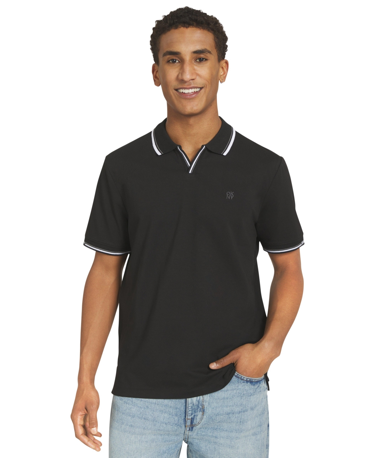 Click here for Dkny Mens jory stretch jersey polo - Black prices