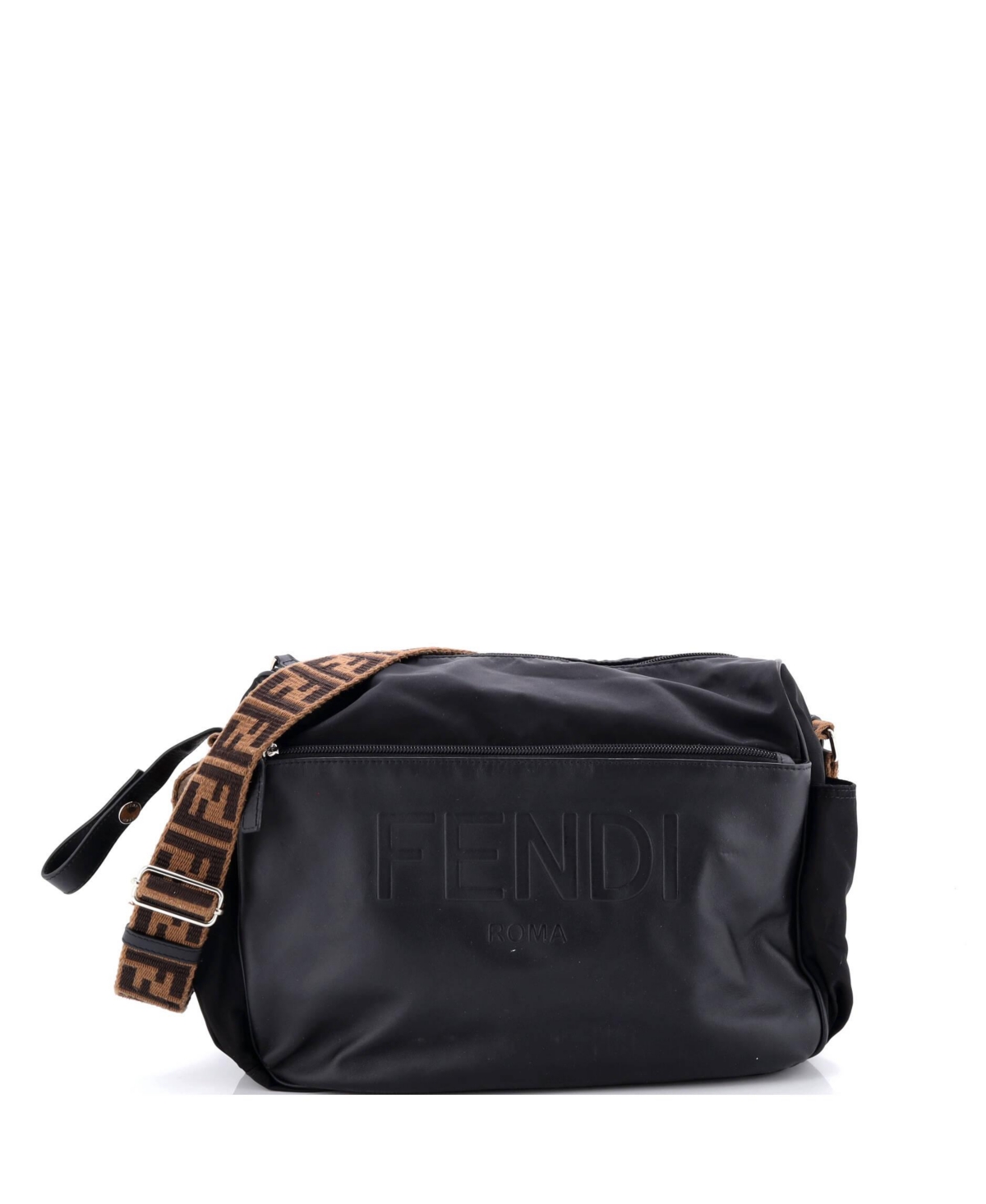 Click here for Pre-Owned Fendi Logo Diaper Bag Nylon - Black prices