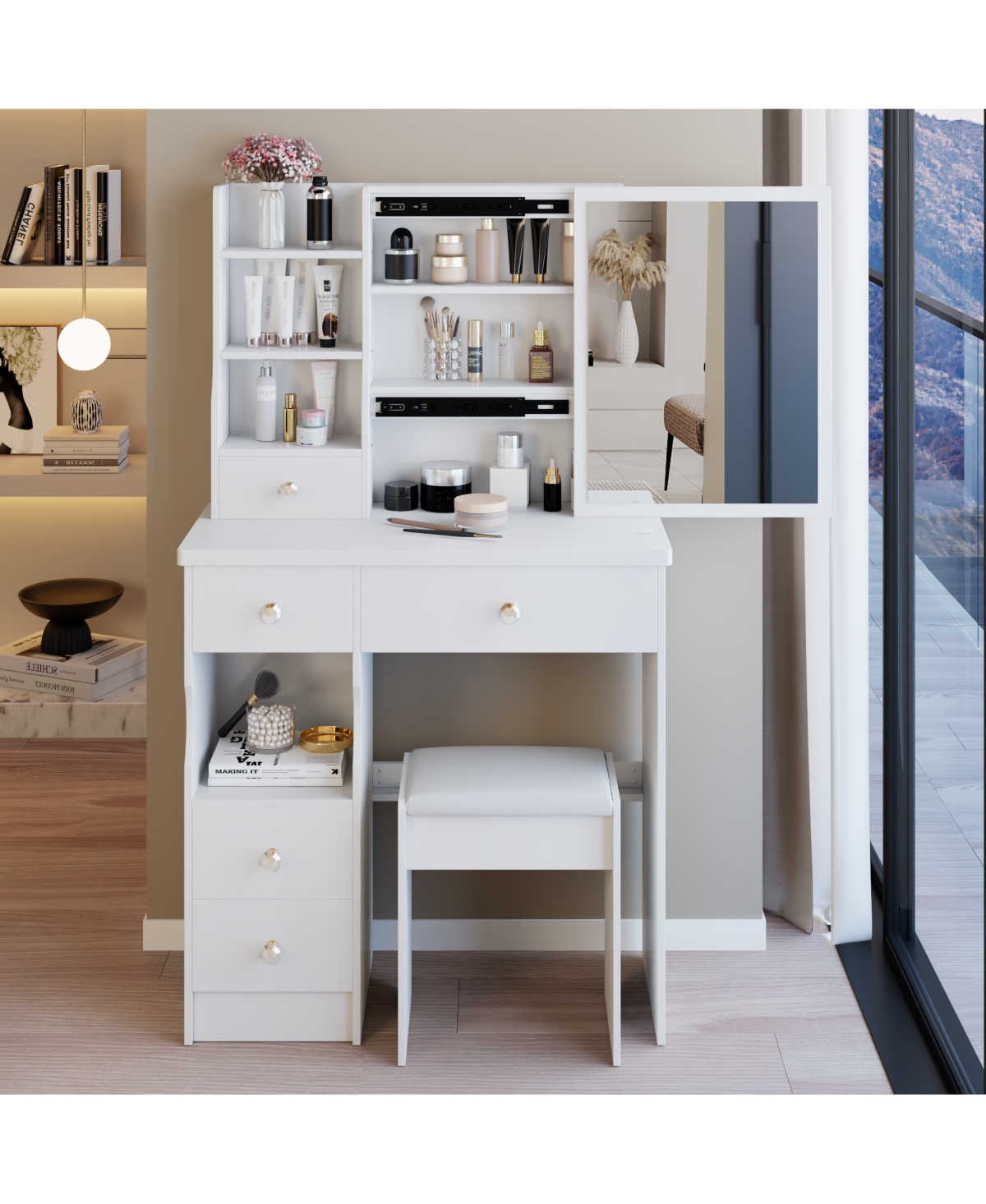 Click here for Flynama Small Space Left Drawer Desktop Vanity Tab... prices