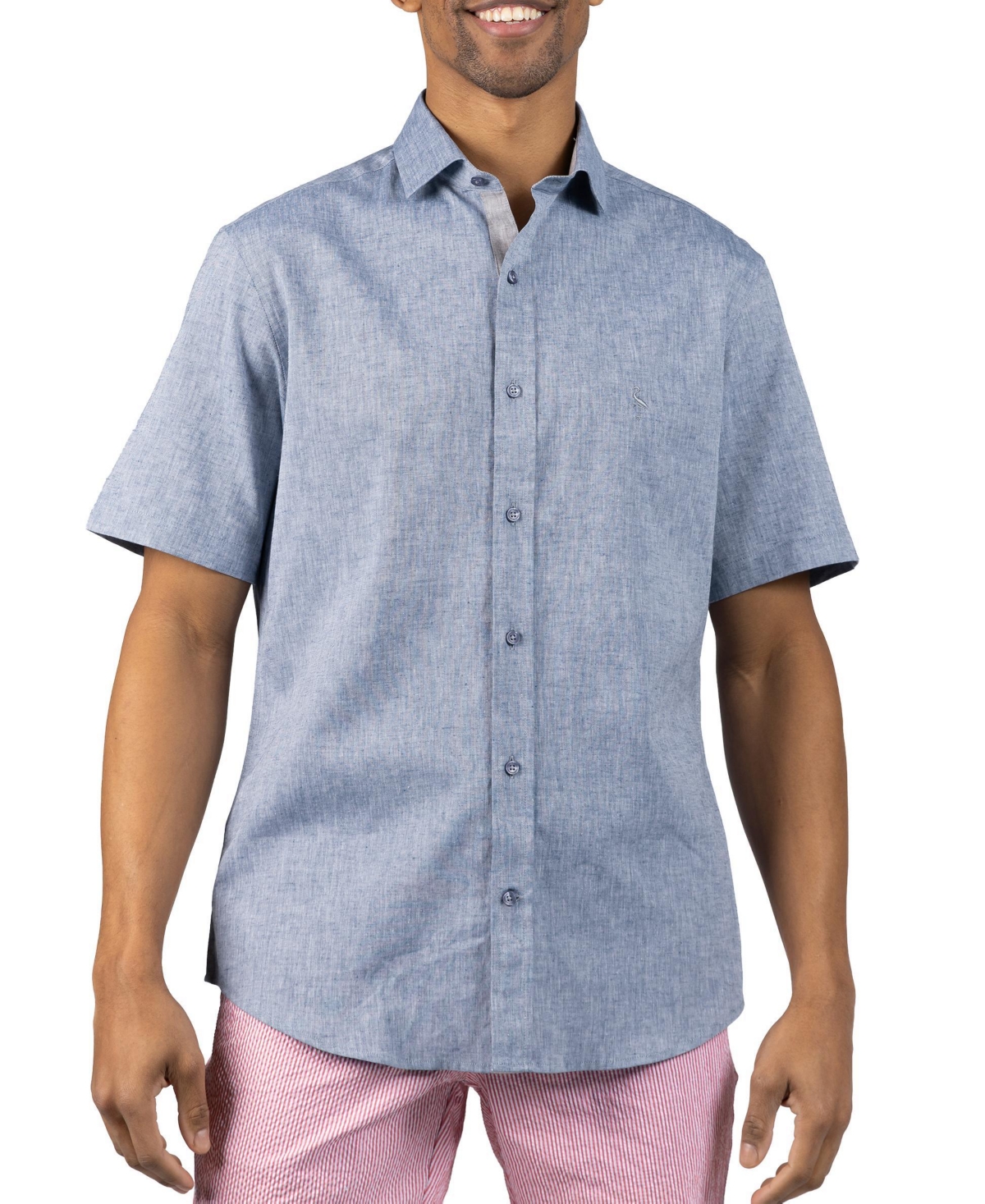 Click here for Tailorbyrd Mens Yarn Dyed Melange Linen Short Slee... prices