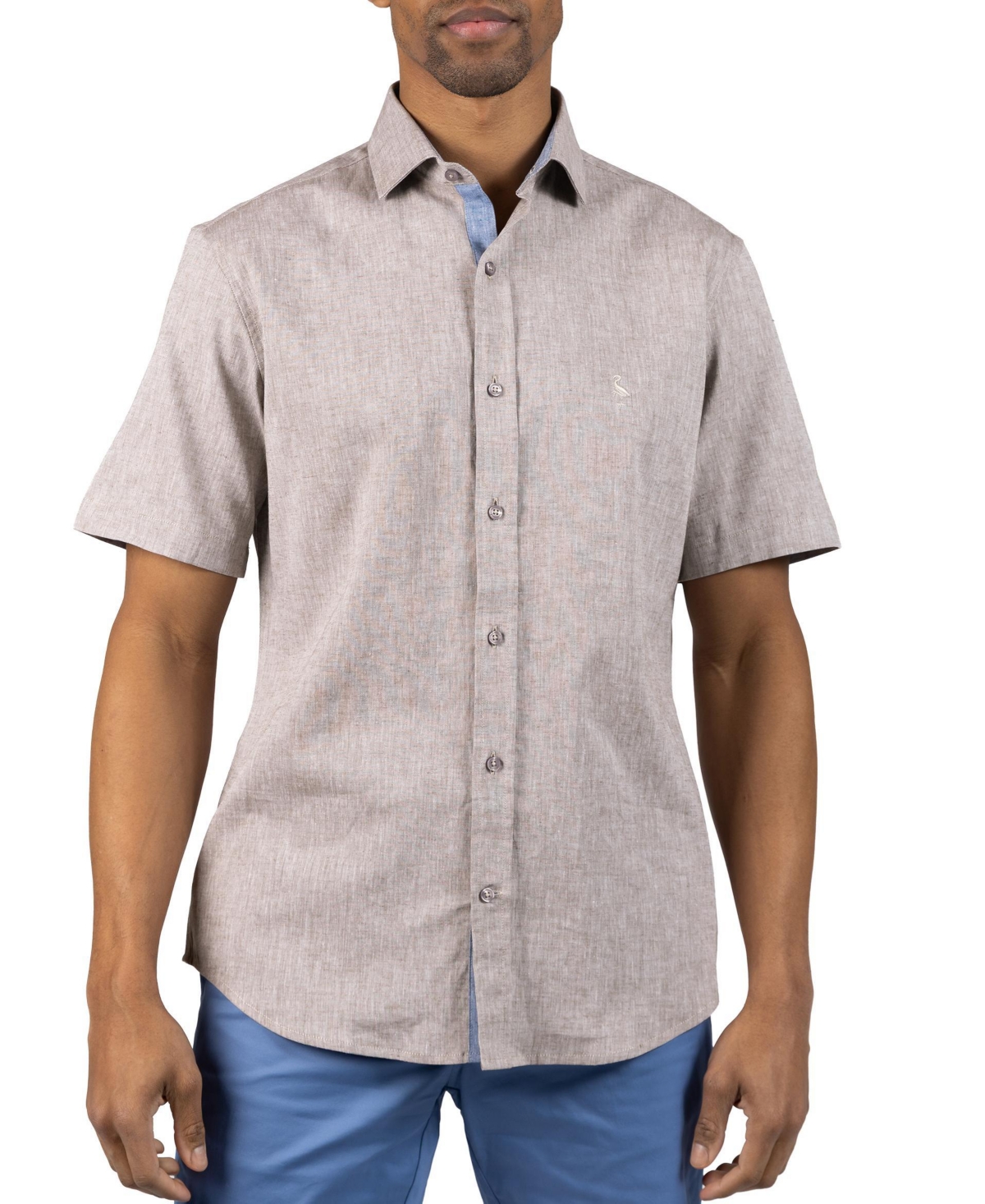 Click here for Tailorbyrd Mens Yarn Dyed Melange Linen Short Slee... prices