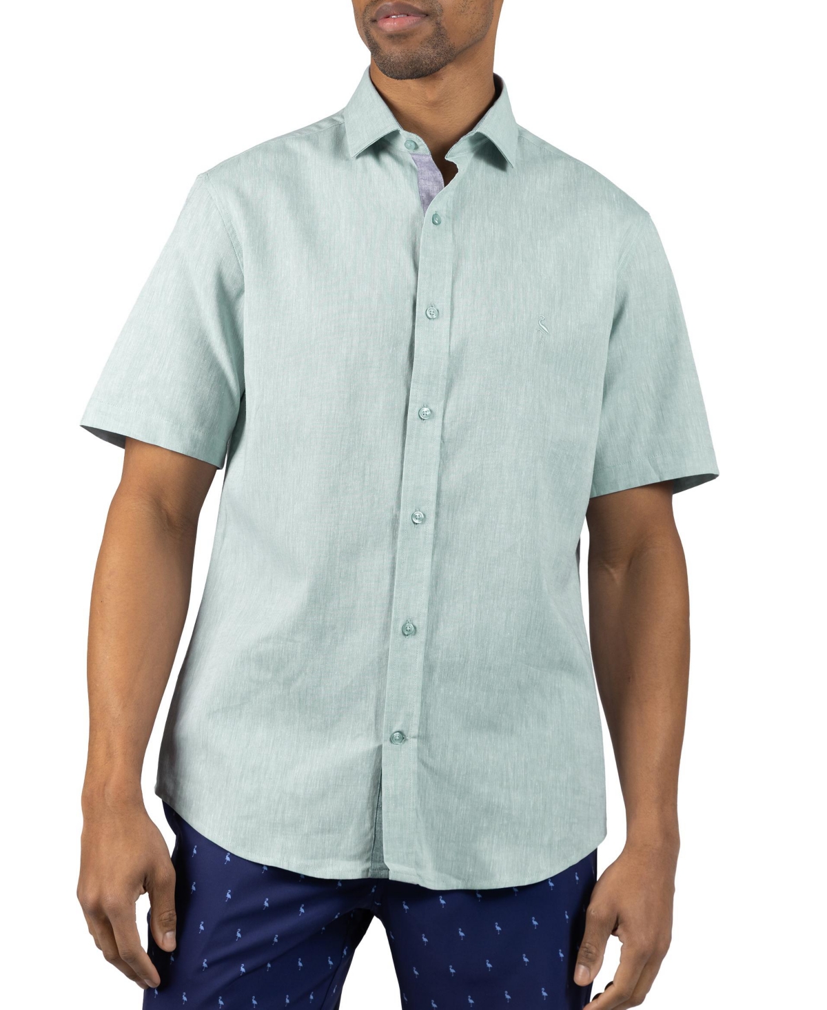 Click here for Tailorbyrd Mens Yarn Dyed Melange Linen Short Slee... prices