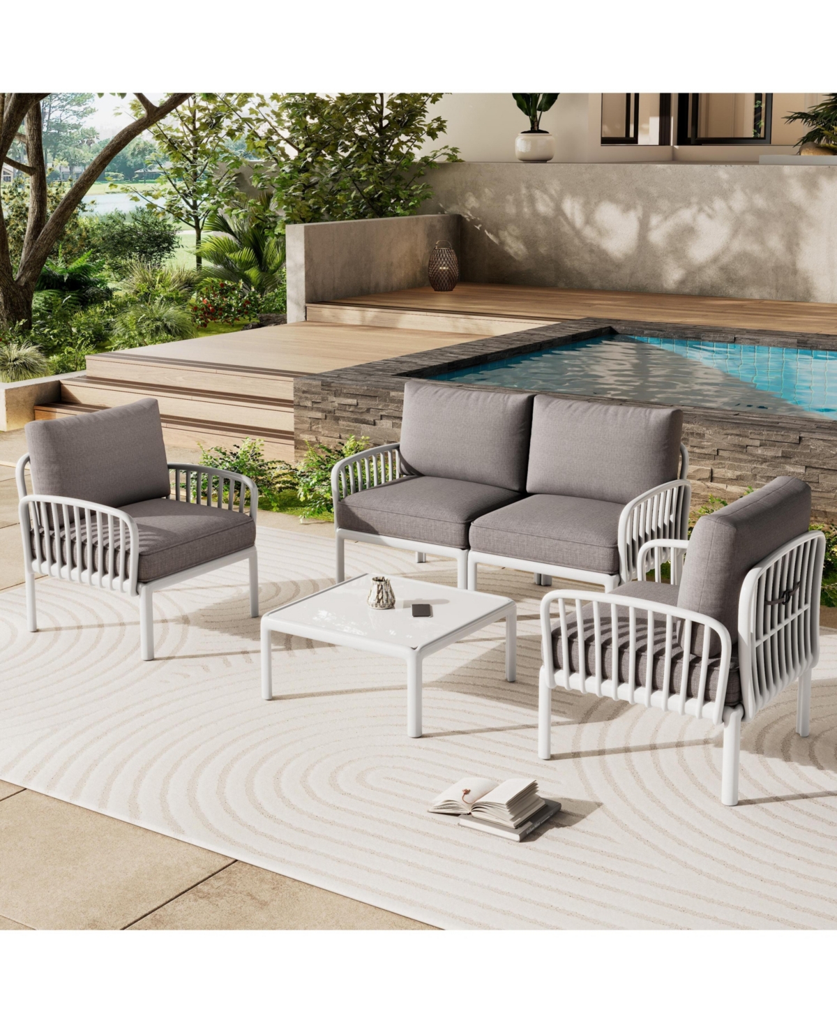 Click here for Flynama 5 Piece Modern Outdoor Patio Sectional Con... prices