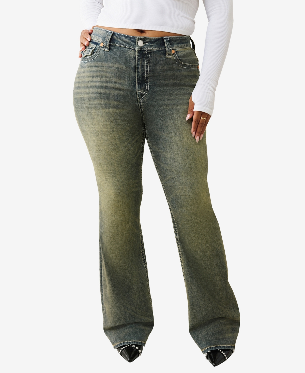 Click here for True Religion Plus Size Becca Mid-Rise Bootcut Big... prices