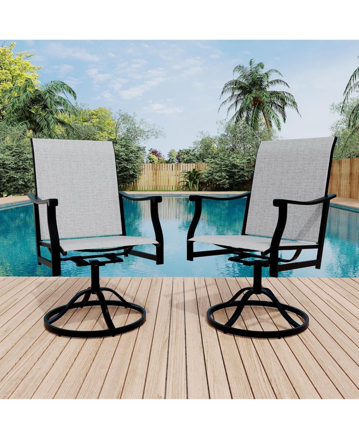 Click here for gaomon Outdoor Swivel Dining Chairs with Textilene... prices