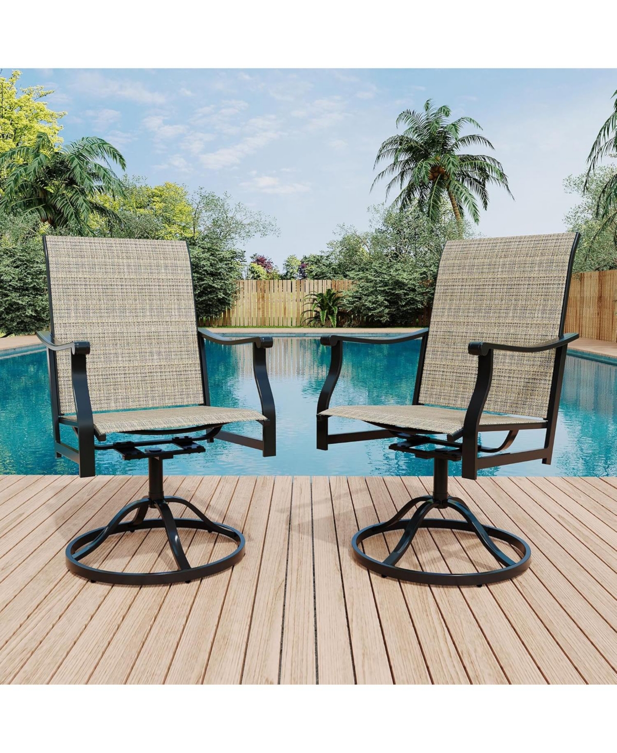 Click here for gaomon Outdoor Swivel Dining Chairs with Textilene... prices