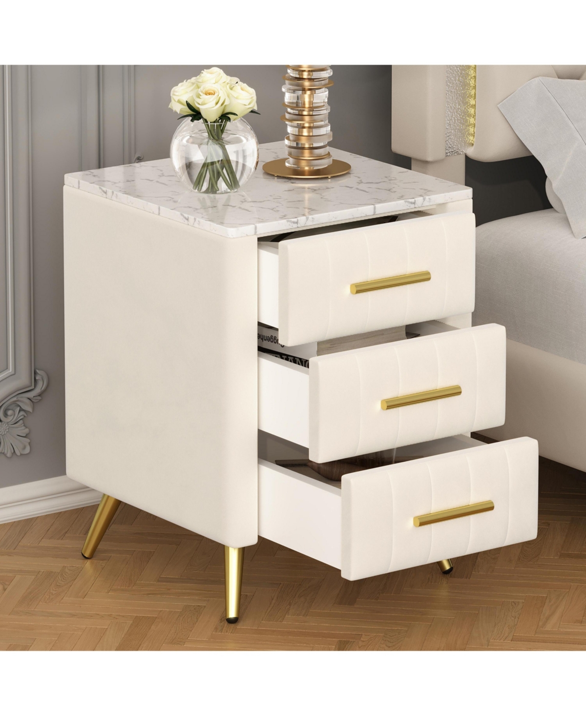 Click here for Flynama Elegant Modern Wooden Nightstand with 3 Dr... prices