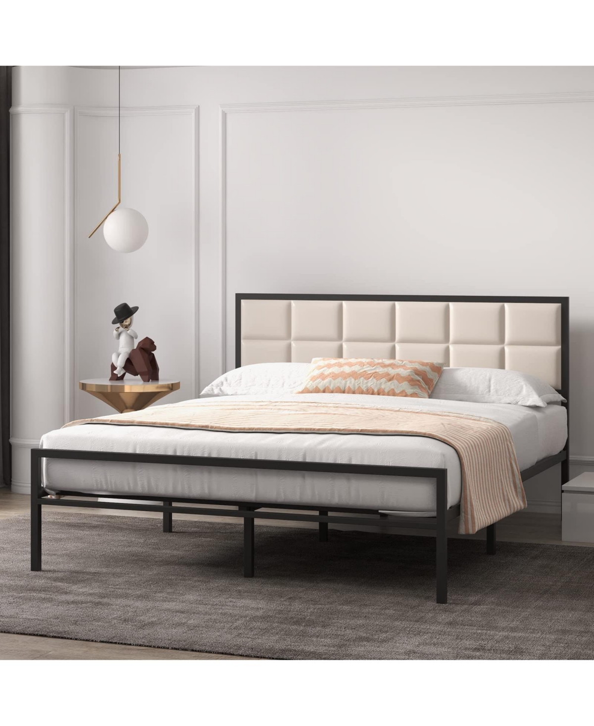 Click here for gaomon Queen Upholstered Platform Bed Faux Leather... prices