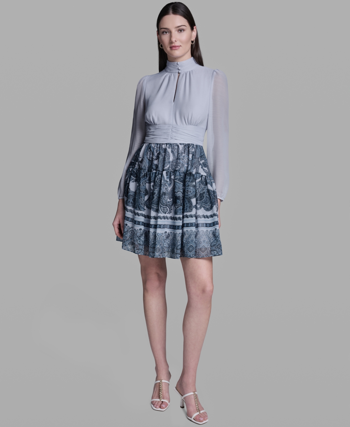 Click here for Bcbg Womens Long-Sleeve Mock Neck Dress - Whisper... prices