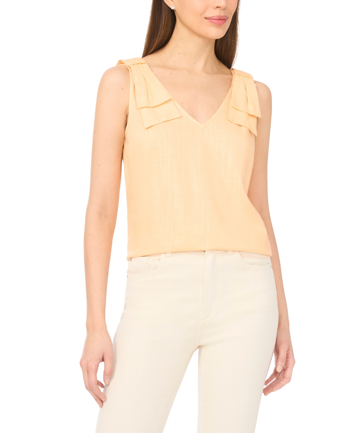 Click here for CeCe Womens V-Neck Bow-Strap Tank Top - Apricot prices