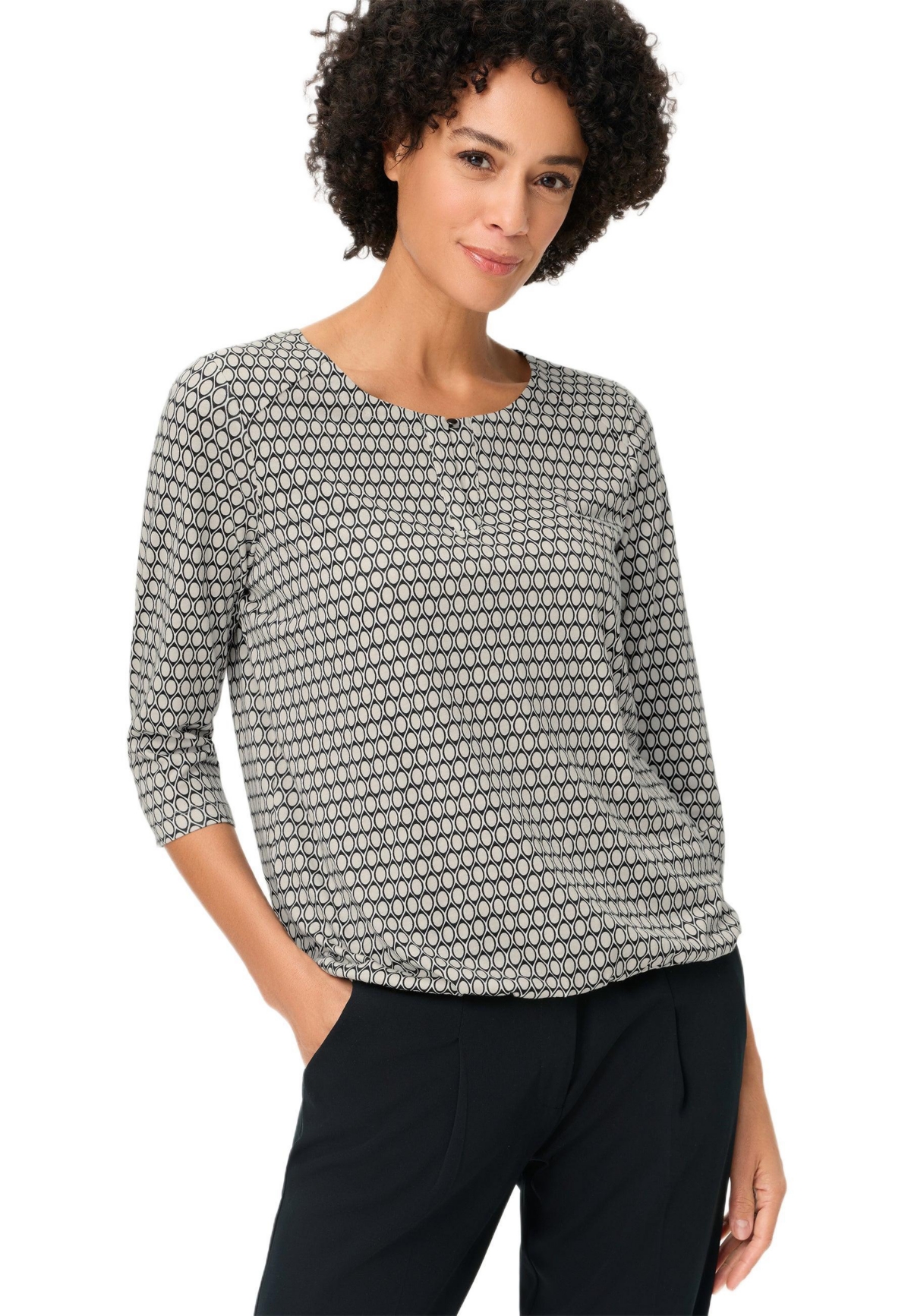 Click here for Olsen Womens Print T-Shirt - Linen beige prices
