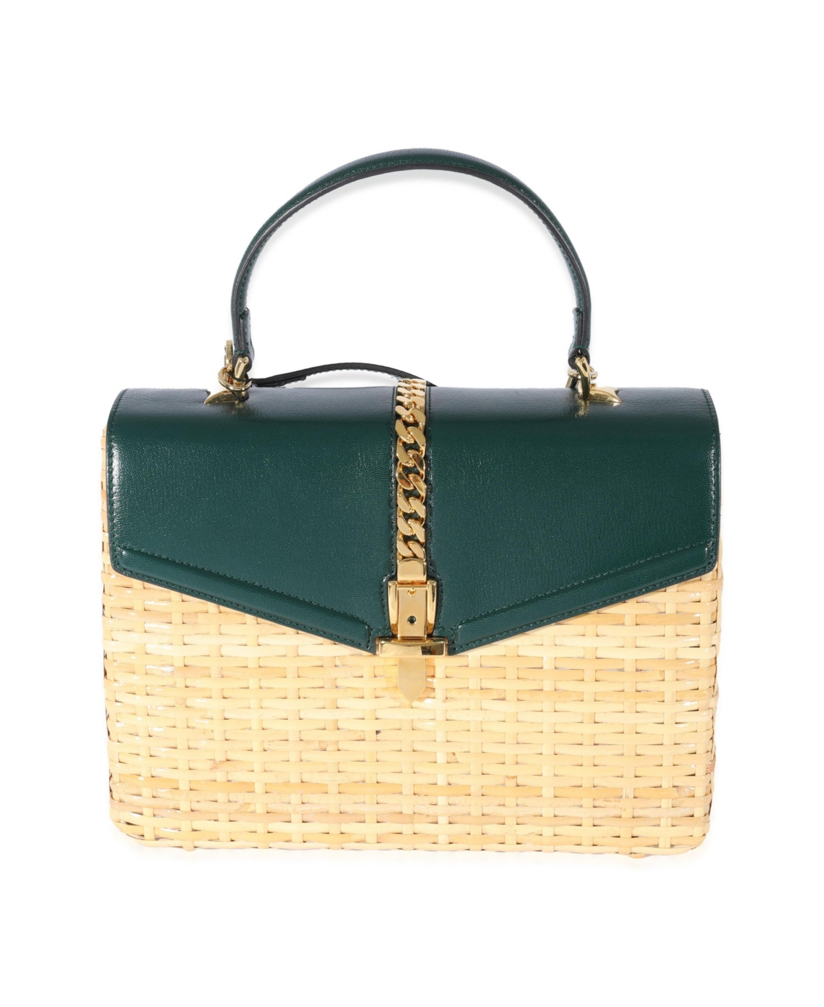 Click here for Pre-Owned Gucci Small Sylvie Wicker Top Handle Bag... prices