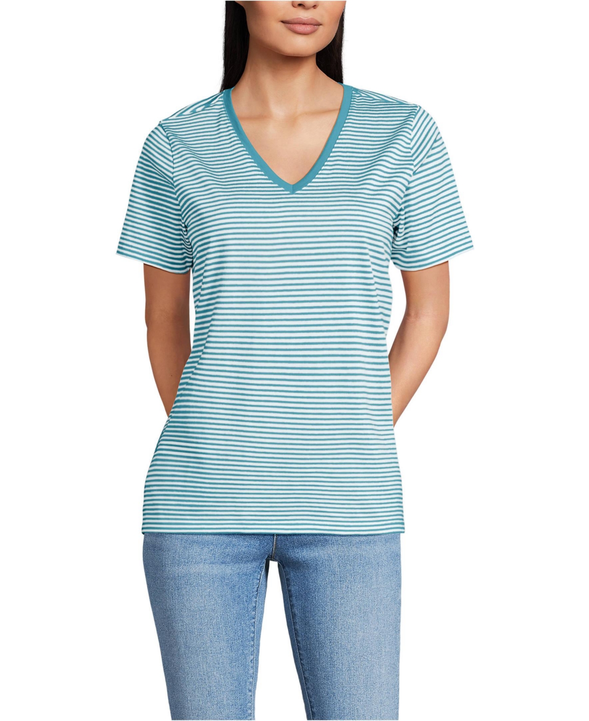 Click here for Lands End Womens Relaxed Supima Cotton V-Neck T-Sh... prices