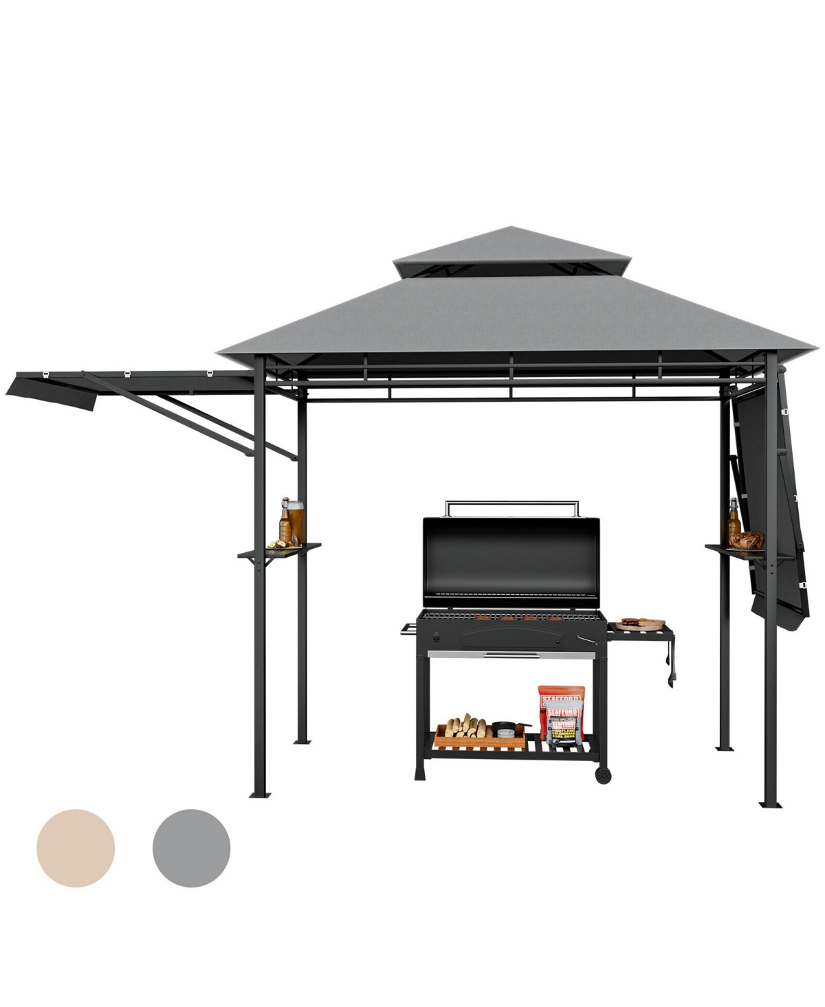 Click here for Gymax 13.5 x 4 Patio Bbq Grill Gazebo Side Awnings... prices