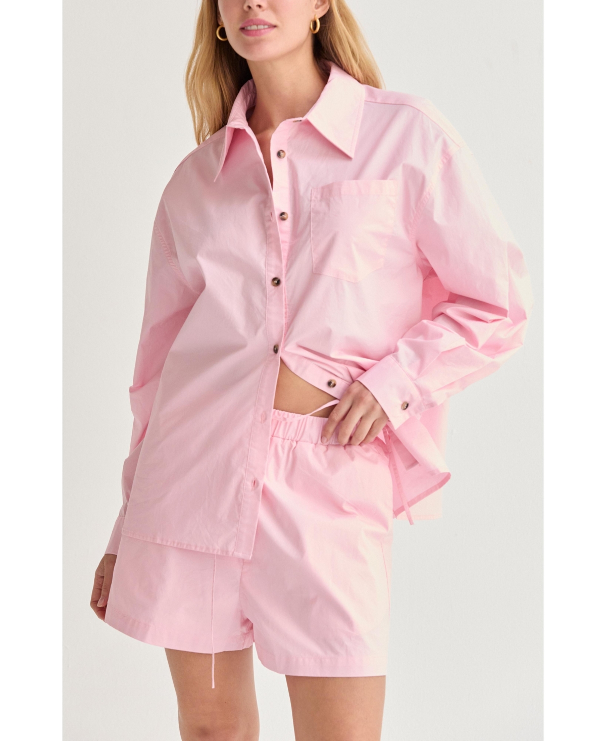 Click here for Crescent Womens Lana Oversized Poplin Shirt Two Pi... prices