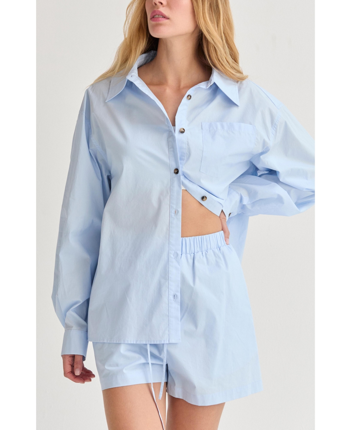 Click here for Crescent Womens Lana Oversized Poplin Shirt Two Pi... prices