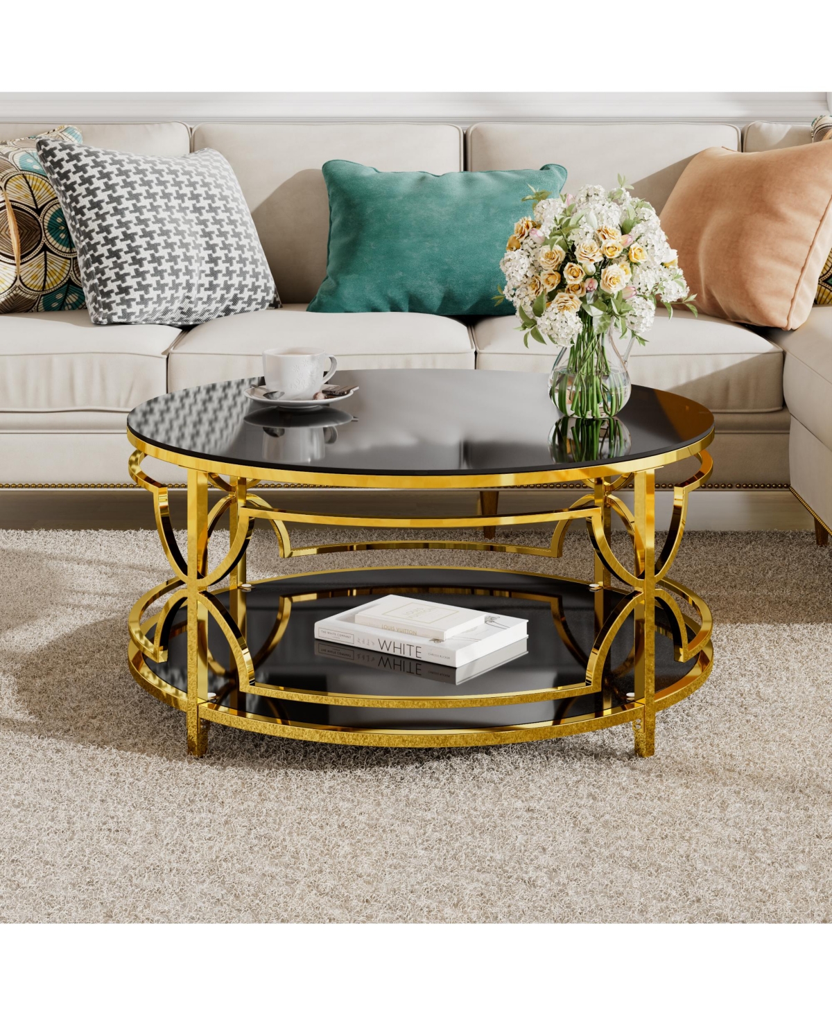Click here for Rainsken Round Tempered Glass Coffee Table  Modern... prices