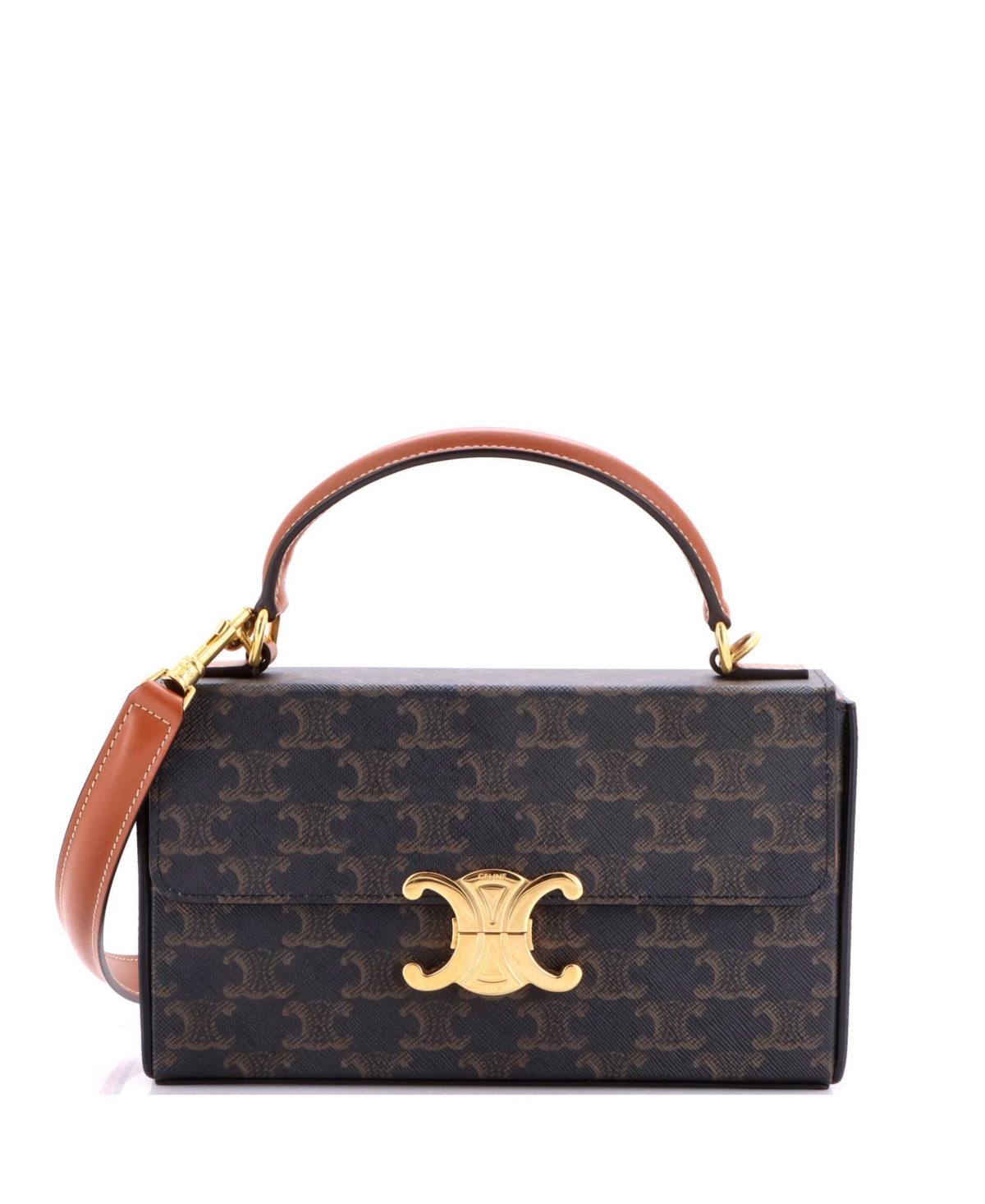 Click here for Pre-Owned Celine Triomphe Box Top Handle Bag Triom... prices