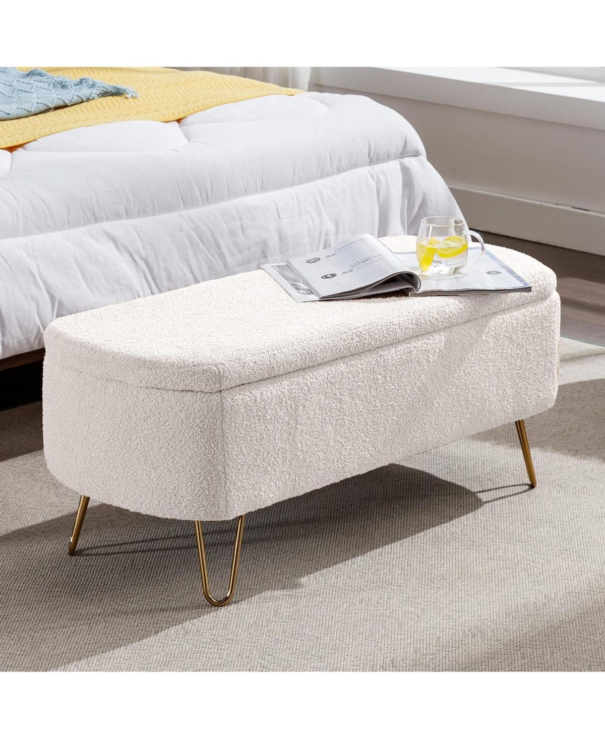 Click here for Rainsken Modern Storage Ottoman Bench - Oval Faux... prices