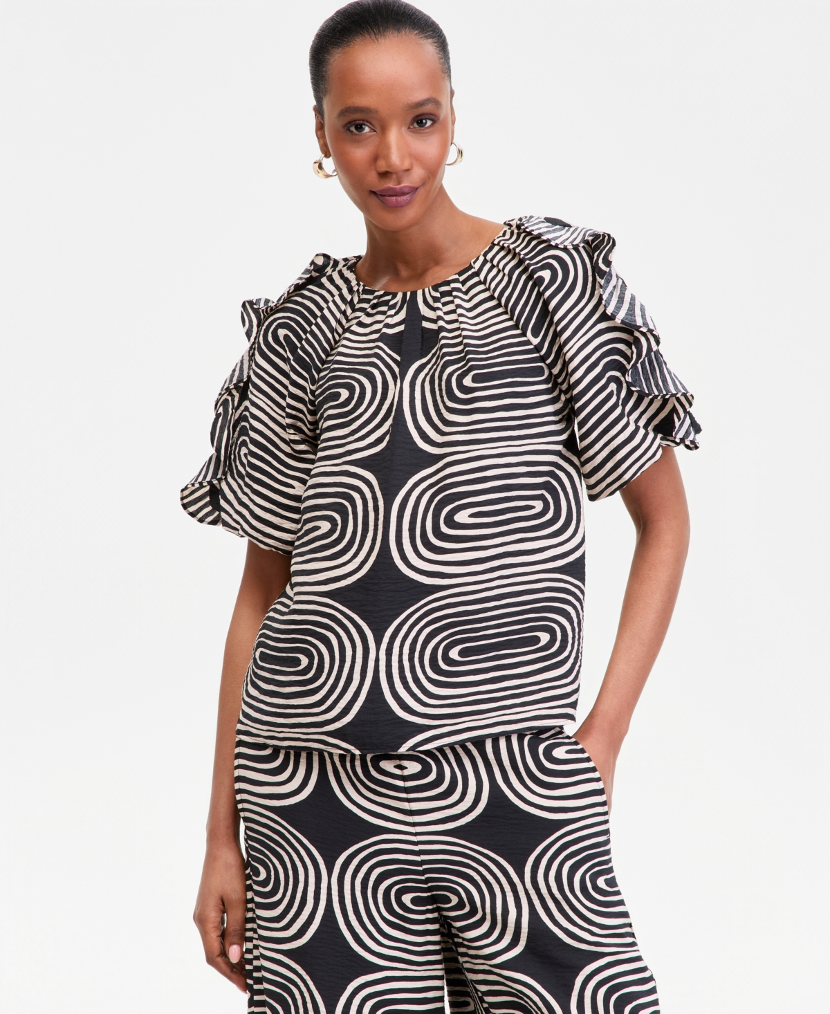 Click here for I.n.c. International Concepts Womens Printed Ruffl... prices