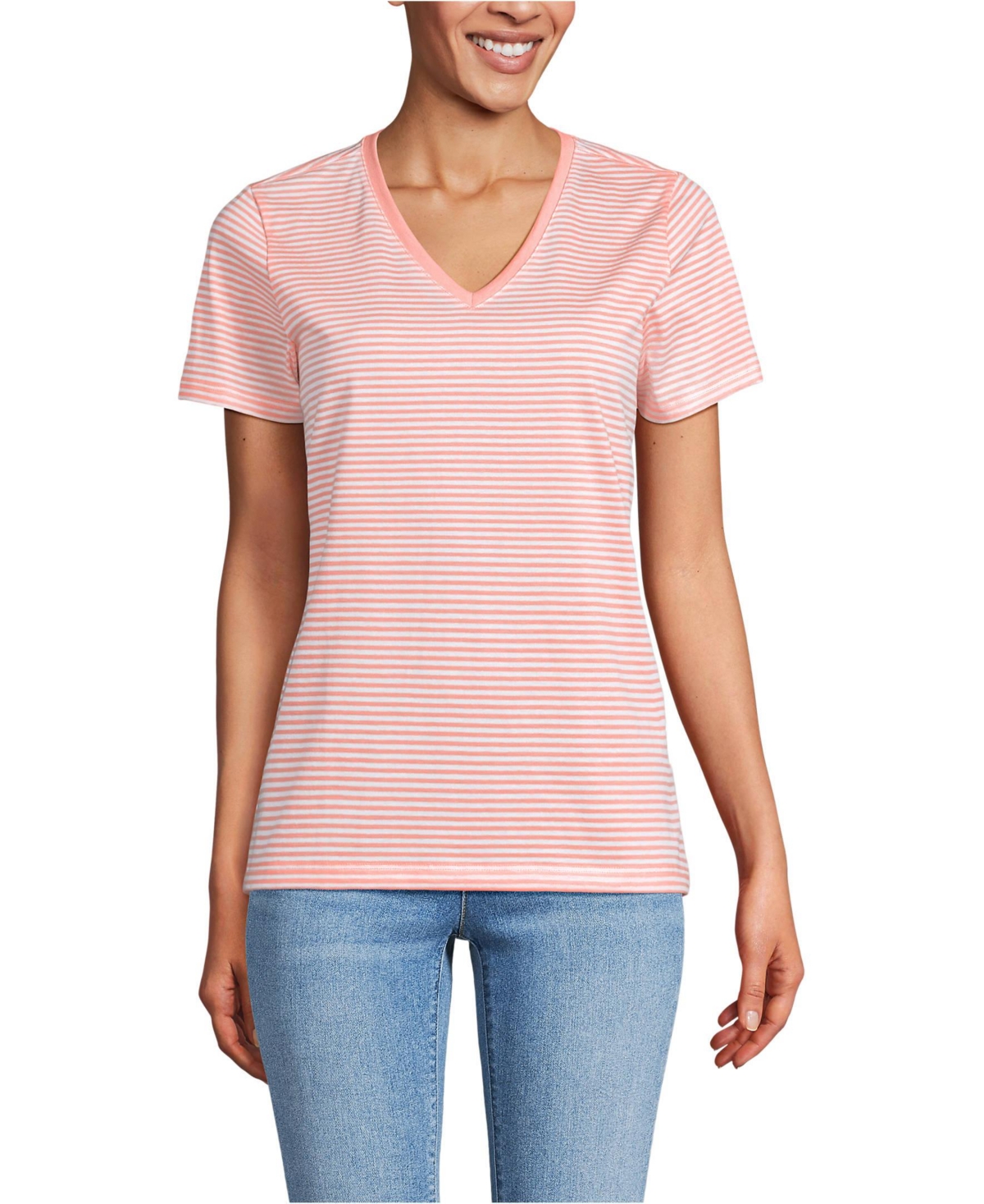 Click here for Lands End Womens Relaxed Supima Cotton V-Neck T-Sh... prices
