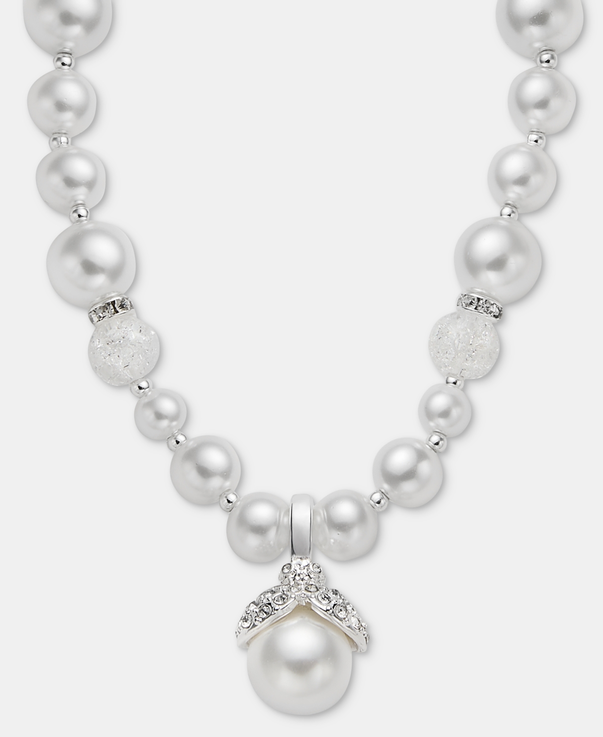 Click here for Anne Klein Silver-Tone Removable Glass Pearl Penda... prices