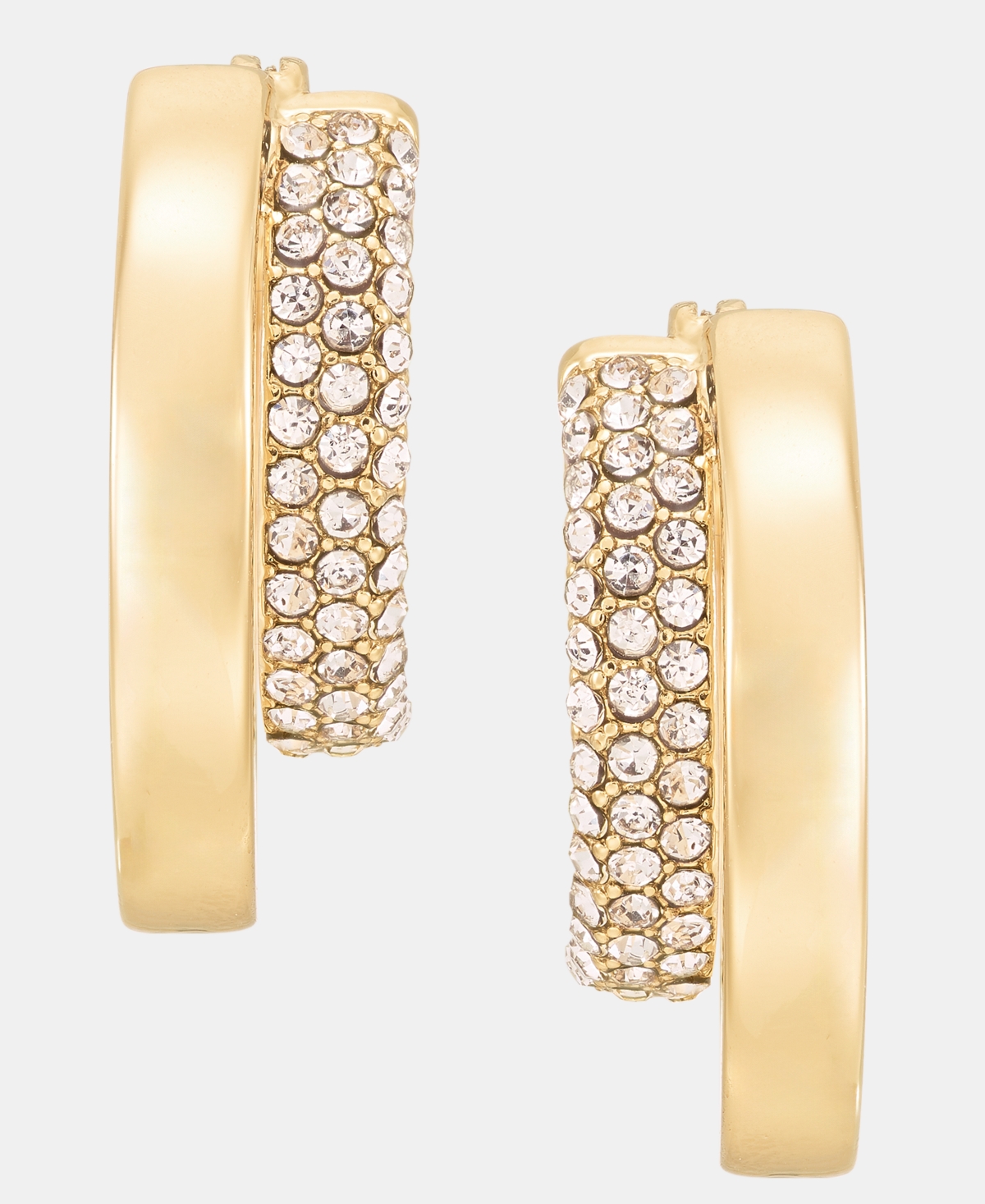Click here for Dkny Metal-Tone Crystal Pave Double Hoop Earrings... prices