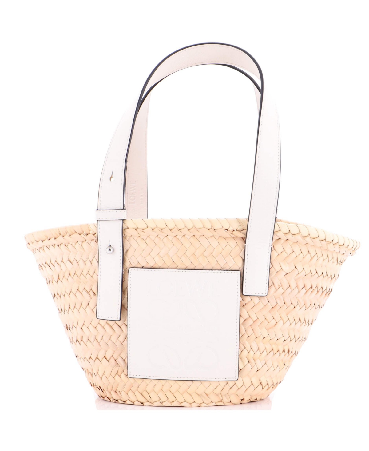 Click here for Pre-Owned Loewe Small Basket Tote Raffia - White prices