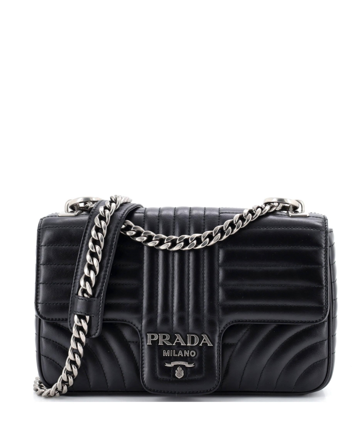 Click here for Pre-Owned Prada Medium Chain Flap Shoulder Bag Dia... prices
