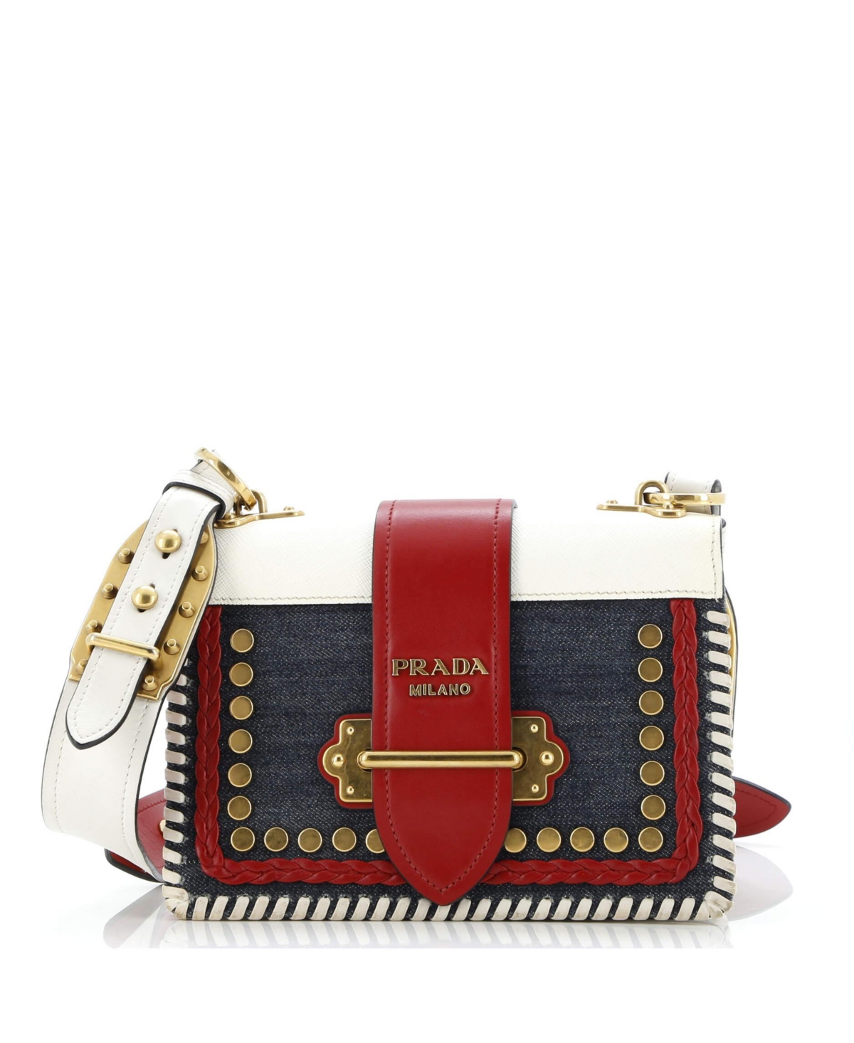Click here for Pre-Owned Prada Small Cahier Crossbody Bag Embelli... prices