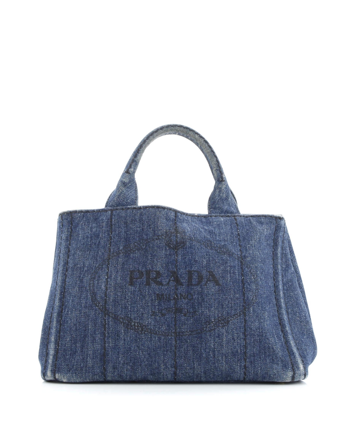 Click here for Pre-Owned Prada Mini Canapa Convertible Tote Denim... prices