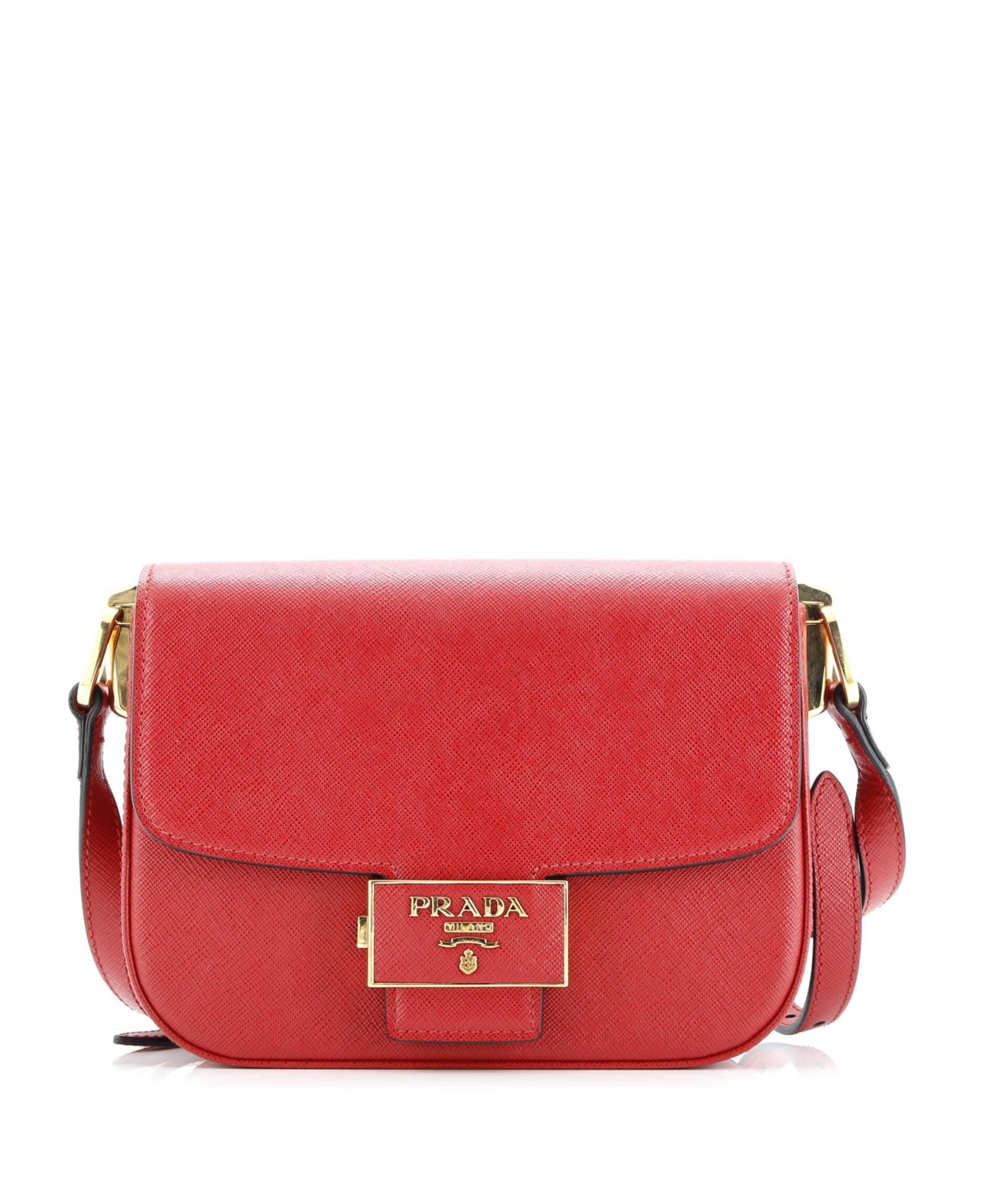 Click here for Pre-Owned Prada Small Embleme Flap Bag Saffiano Le... prices