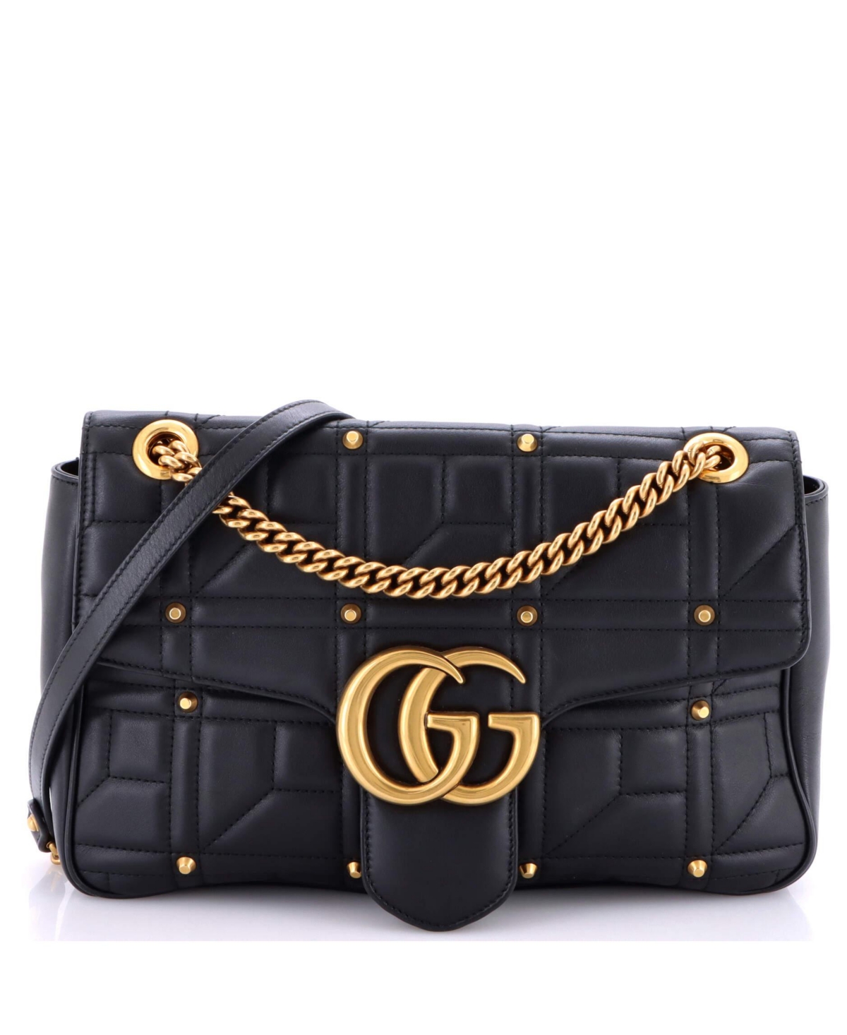 Click here for Pre-Owned Gucci Medium Gg Marmont Flap Bag Studded... prices