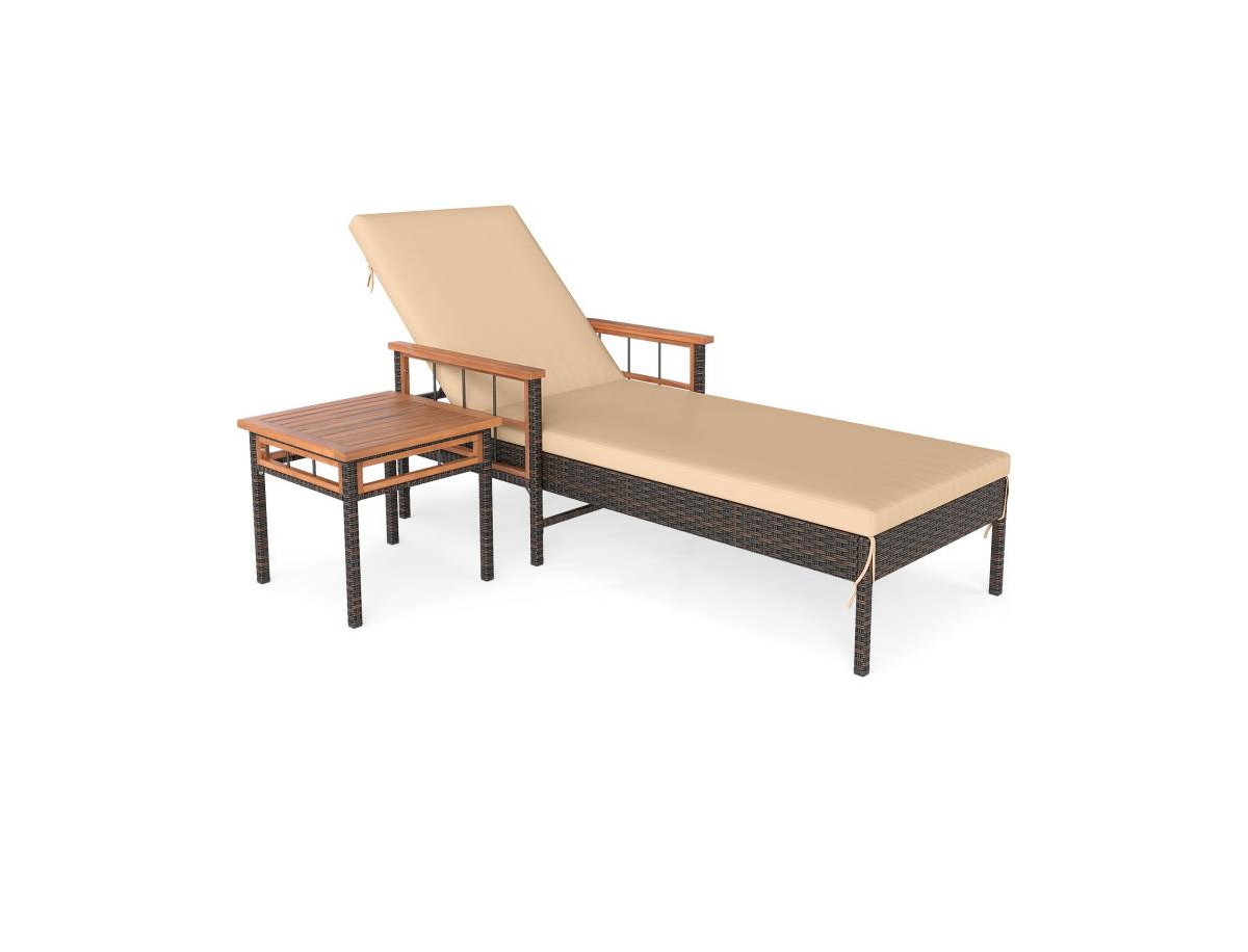 Click here for Slickblue Adjustable Patio Rattan Lounge Chair wit... prices