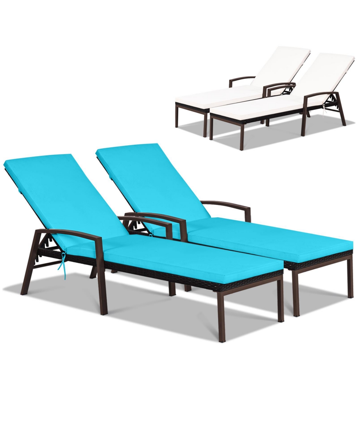 Click here for Sugift Two Piece Patio Rattan Reclining Chaise Lou... prices