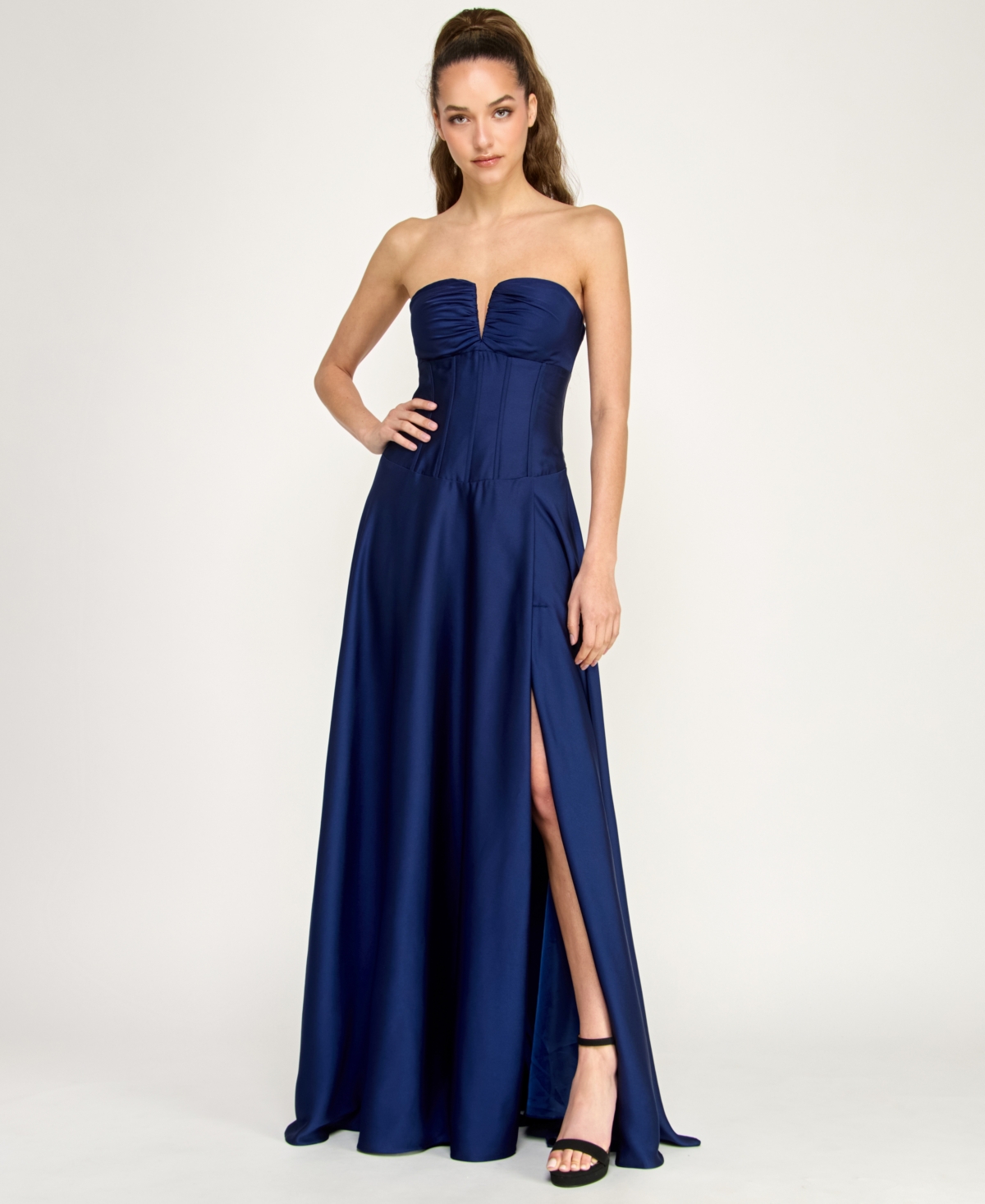 Click here for Alex & Sophia Juniors Strapless V-Detail Polyester... prices