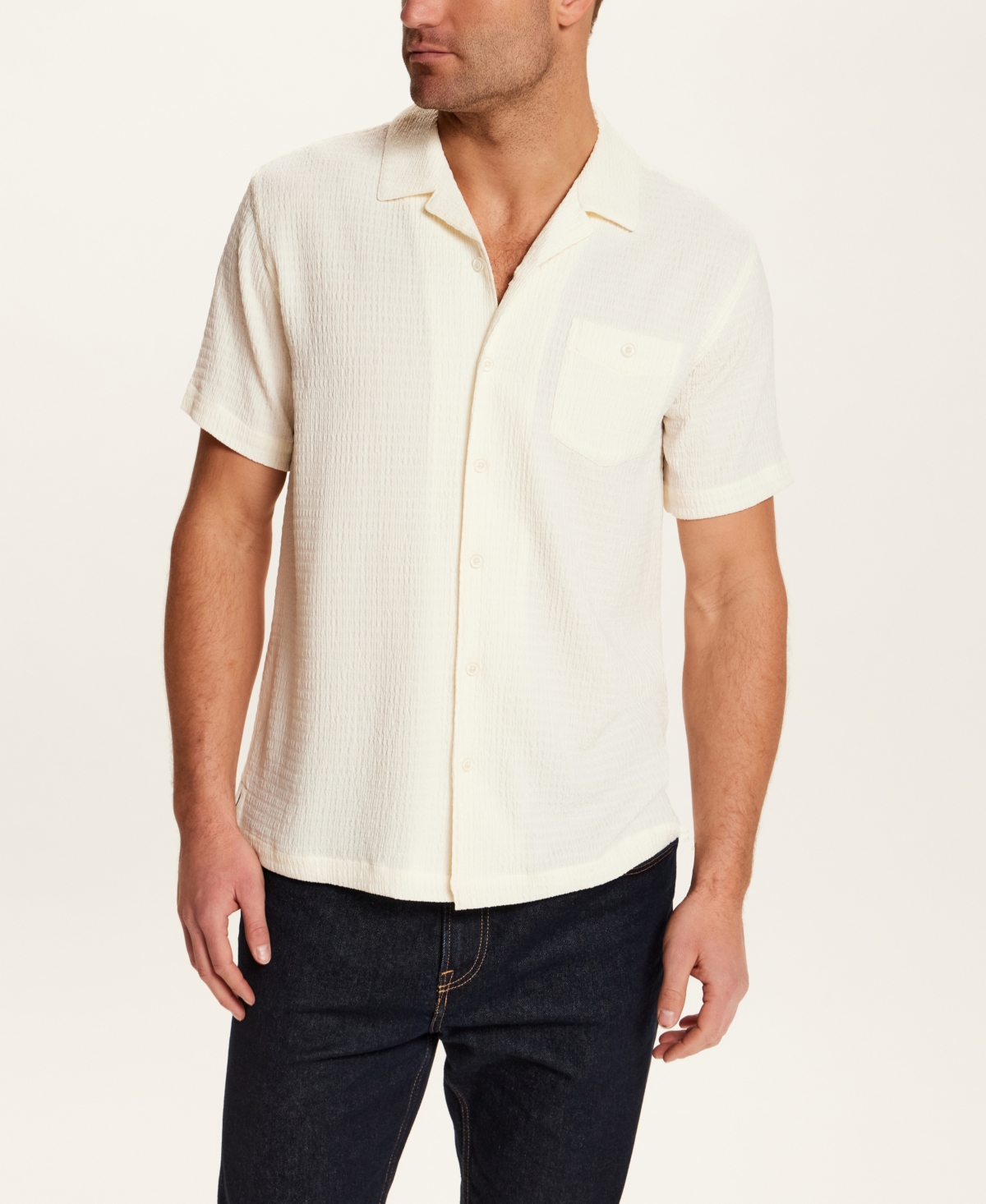 Click here for Vintage & Black Mens Crinkle Texture Camp Collar S... prices