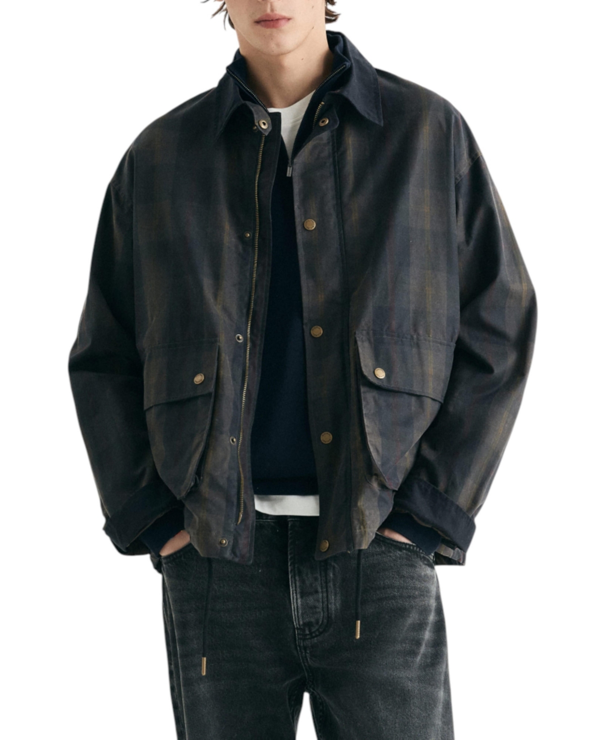 Click here for Scalpers Womens Striped Printed Oxford Shirt - Nav... prices