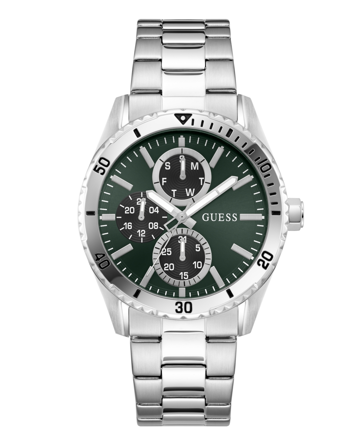 Click here for Guess Mens Silver-Tone Multi-Function Watch  43mm... prices